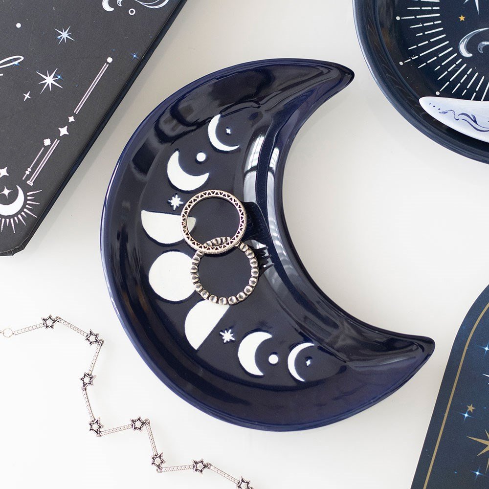 Blue Moon Phase Crescent Moon Ceramic Trinket Dish | Moon Lovers ...