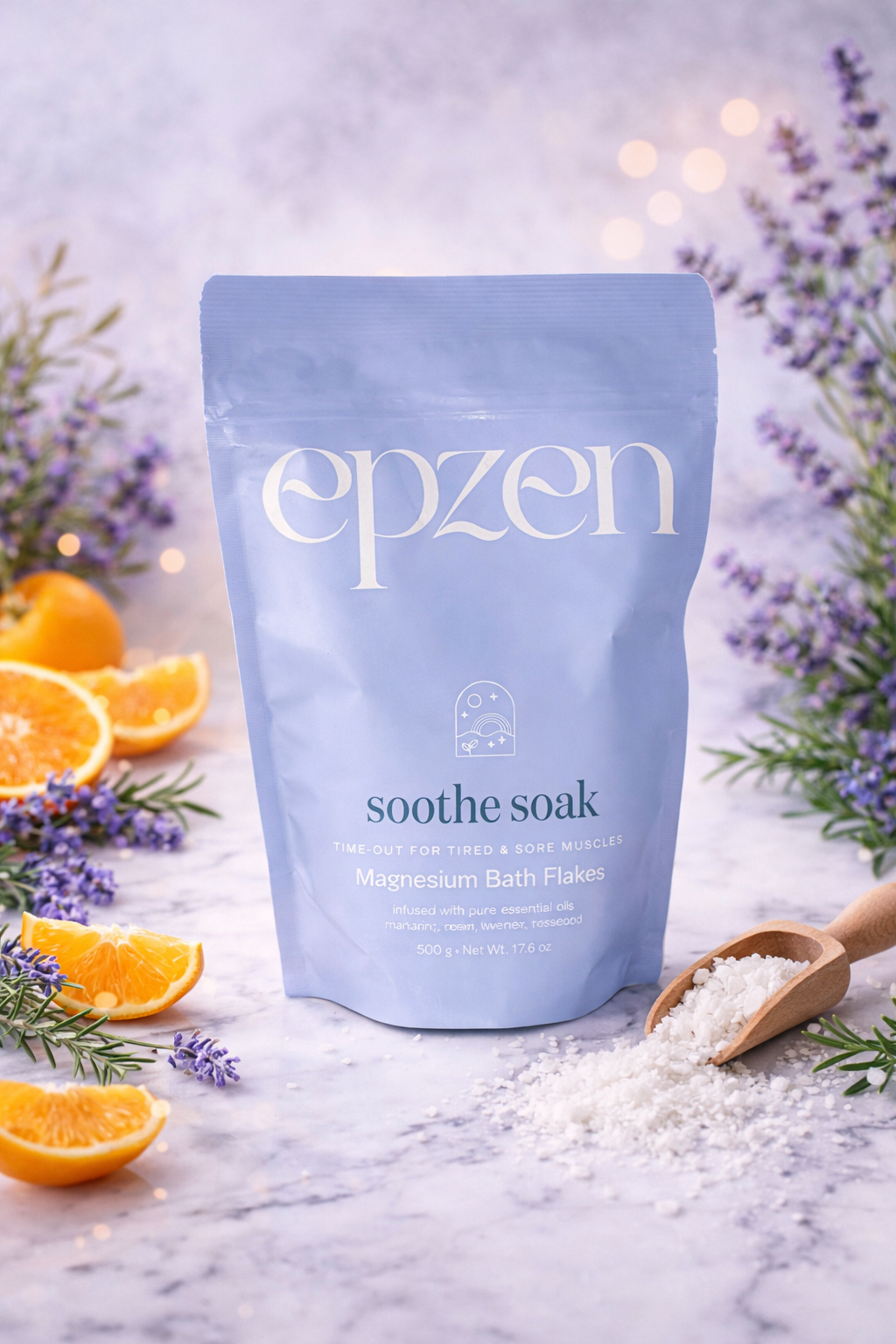 Epzen Magnesium Bath Flakes – Soothe Soak (500g) – Seaside Aromas
